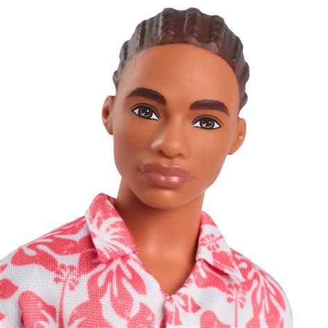 Barbie Fashionistas Ken Doll In Hawaiian Print Jumpsuit With Green Sandals Brown Hair Mattel