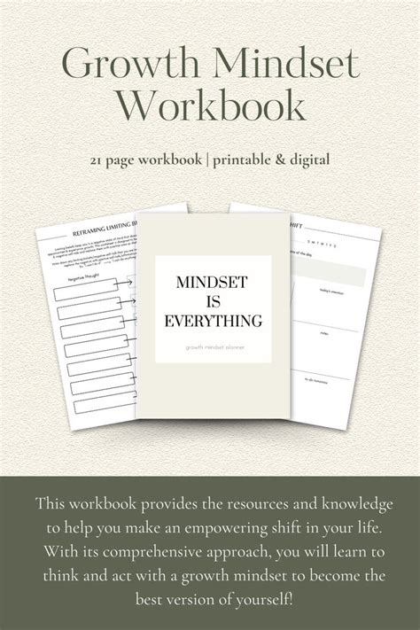 Growth Mindset Workbook Printable And Digital Bundle With 21 Worksheets