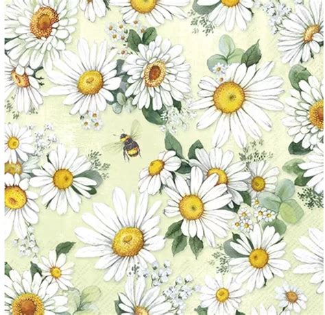 Daisy Bumble Bee Paper Napkin Cocktail Size