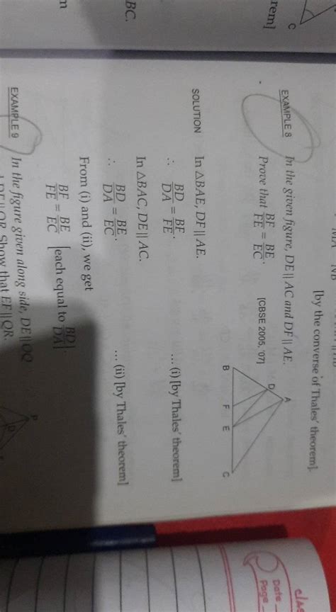 By The Converse Of Thales Theorem Example 8 In The Given Figure D E