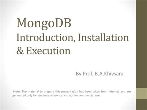 PPT MongoDB Introduction Installation Execution PowerPoint Presentation ID