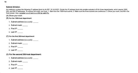 Solved Subnet Division An Institution Is Given The Chegg Com