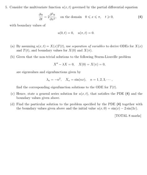 solved 5 consider the multivariate function u x t