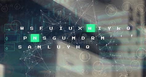 Image Of Moving Pattern On Keyboard Connected Dots Graphs Trading Board Over Building Stock