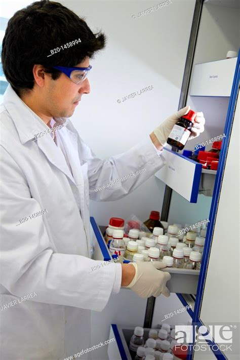 Storage Of Reagents Synthesis Lab Research Laboratory IkerChem Research Lab Stock Photo