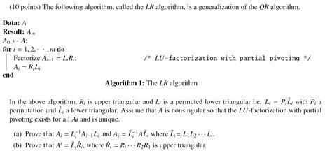 Solved The Following Algorithm Called The Lr ﻿algorithm Is