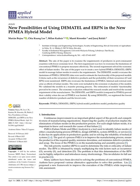 New Possibilities Of Using Dematel And Erpn In The New Pfmea Hybrid Model Pdf Cronbachs Alpha