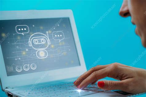 Woman Using A Chatbot On Her Laptop Stock Image F037 2411 Science Photo Library