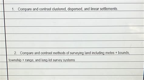 Compare And Contrast Clustered Dispersed And Linear Settlements Compare And Contrast Methods