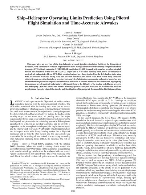 Pdf Ship Helicopter Operating Limits Prediction Using Piloted Flight Simulation And Time