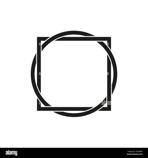 Geometric Square Icon Intersecting Circle Shape Bold Black Outline Vector Abstract Symbol