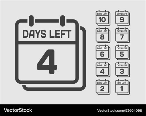 Countdown Daily Page Calendar Icon 4 Days Left Vector Image