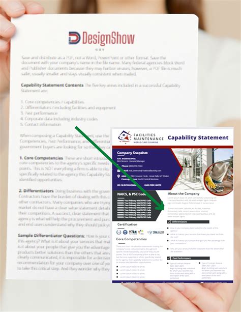 Editable Facilities Maintenance Capability Statement With Text Guide