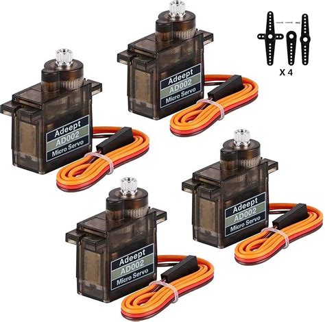 Adeept 4pcs Micro Servo Motor Kit Ad002 9g Servo Motor Metal Geared For