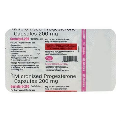 Natural Micronized Progesterone Capsules Packaging Size 100 Capsule