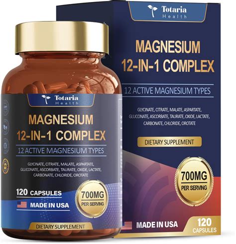 Amazon.com: Totaria Magnesium Complex 700mg 12 in 1 Magnesium Supplement with Glycinate Citrate ...
