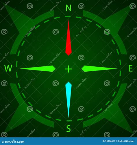 Compass Display Compass With Illumination Vector Illustration Stock Illustration