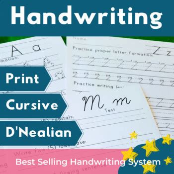 Handwriting Practice Sheets And Tests Print Cursive And Dnealian Bundle