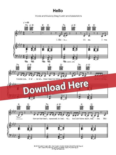 Adele Hello Easy Piano Sheet Music And Piano Music Notes World