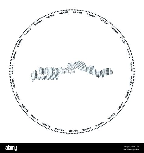 Gambia Round Logo Digital Style Shape Of Gambia In Dotted Circle With