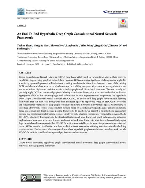 pdf an end to end hyperbolic deep graph convolutional neural network