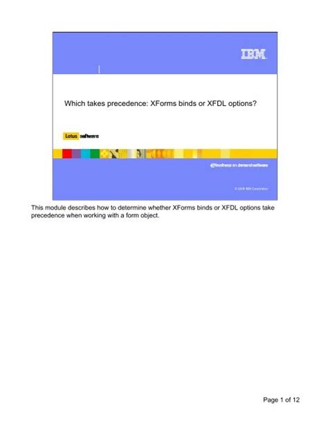 Which Takes Precedence Xforms Binds Or Xfdl Options Ibm