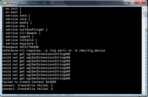 windows 7 windroy android emulator having error could not get