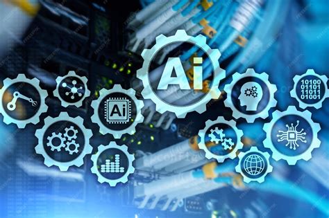 인공 지능 하이테크 비즈니스 기술 개념 미래의 서버 룸 배경 Ai 프리미엄 사진