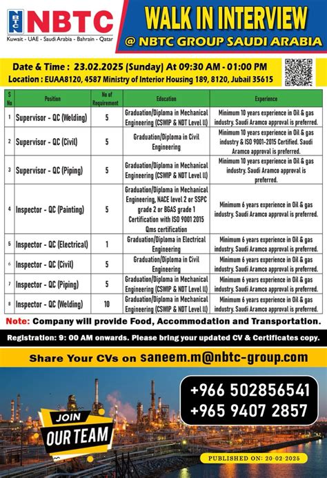 Urgent Hiring For Qc Staff Arbab Khalid Qureshi