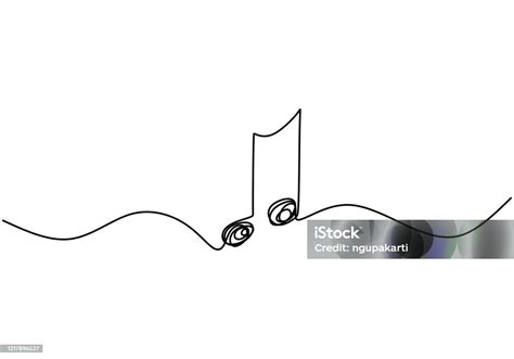 전체 노트 벡터 그림 단일 하나의 연속 선 아트 드로잉 스타일 미니멀리즘 기호와 음악의 상징 일러스트레이션에 대한 스톡 벡터