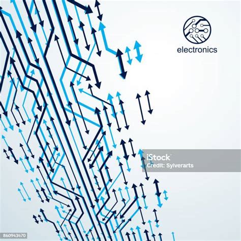 벡터 추상적인 컴퓨터 회로 보드 그림 연결 및 화살표 기술 요소 전자 테마 웹 디자인입니다 현대 기술 통신 합니다 3차원 형태에 대한 스톡 벡터 아트 및 기타 이미지