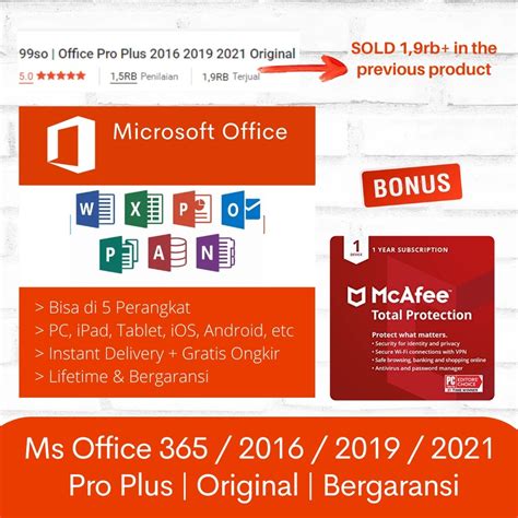 Jual Ga Ori Refund Microsoft Office 365 2016 2019 2021 Untuk Win Mac Ipad Tablet