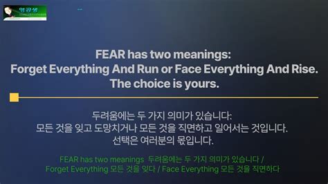434 하루 한 문장 영어명언 인생을 원하는 대로 만드는 법 공포를 이길 수 있는 선택 ️🎬🎥👍영어명언 복습 Youtube