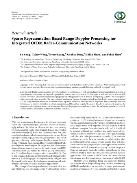 Pdf Sparse Representation Based Range Doppler Processing For