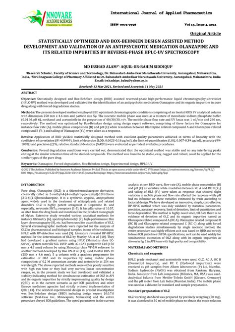 Pdf Statistically Optimized And Box Behnken Design Assisted Method Development And Validation