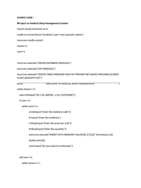 Medical Shop Management System Pdf Computing Computer Programming
