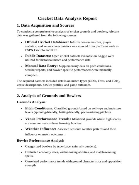 Cricket Data Analysis Report Pdf Data Data Analysis