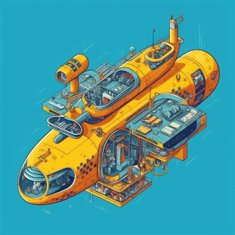 Premium Ai Image A Yellow Submarine With A Large Engine And A Small