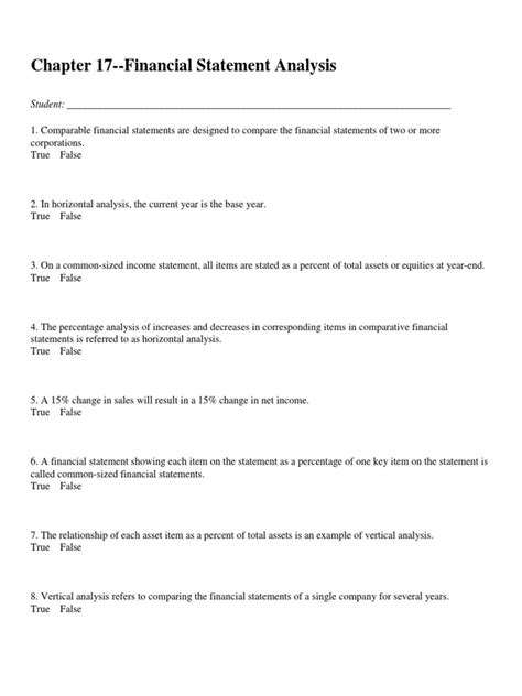 Test Bank Accounting 25th Editon Warren Chapter 17 Financial Statement