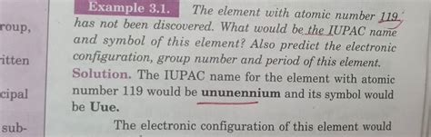 Example 31 The Element With Atomic Number 119 Has Not Been Discovered