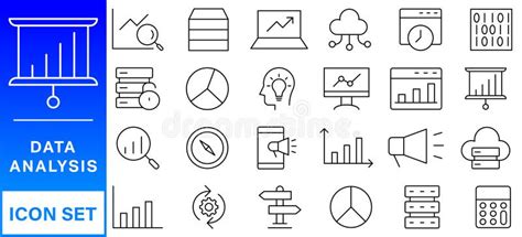 Data Analysis Line Icon Set Editable Stroke Stock Illustration