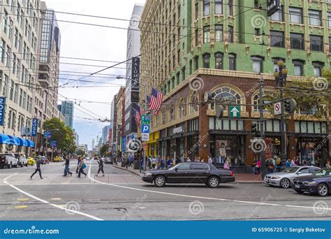 Busy Shopping And Business Market Street In San Francisco California