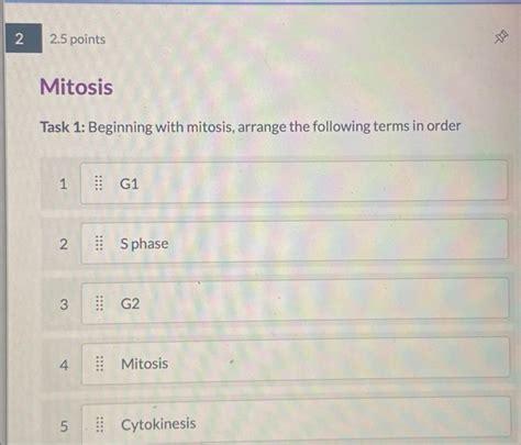 solved task 1 beginning with mitosis arrange the following