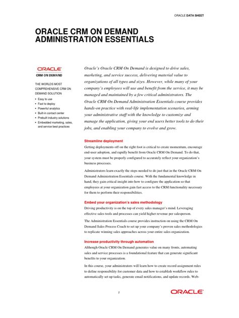 Oracle Crm On Demand Pdf Business Process Sales