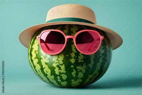 Minimalist And Cool Vibrant Watermelon Wearing Pink Sunglasses And A