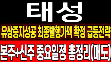 태성 주가 전망 유상증자 무조건 성공시킨다 최종발행가액 급등패턴 본주신주 중요일정 이렇게만 대응하세요 태성 복합동박 태성 주식 분석 태성 실적 태성 목표가