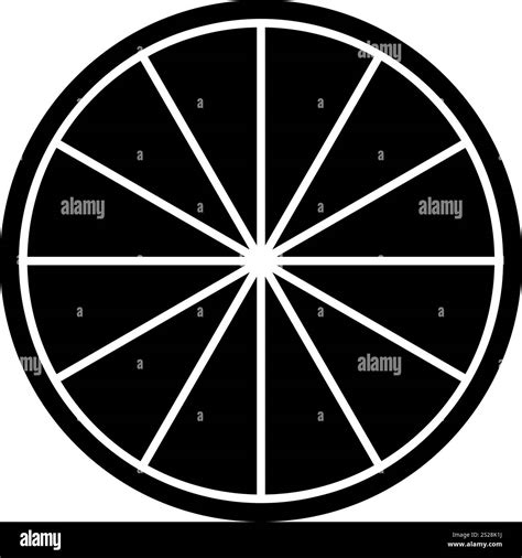 Black Circle Divided Into 12 Equal Sectors Isolated On White Background Round Shapes Cut In