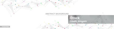 추상적 기하학적 배경과 점과 선을 연결하는 웹 사이트 헤더 또는 배너 디자인 글로벌 네트워크 연결 텍스트에 대한 주부 배경과 공간을 가진 디지털 기술 연결에 대한 스톡 벡터