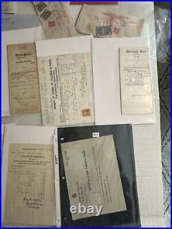 1830s 1930s Lot Of 92 Invoices Checks Letterheads All Ne United