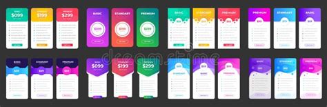 Ui Ux Pricing Design Tables With Tariffs Subscription Features Checklist And Business Plans Set